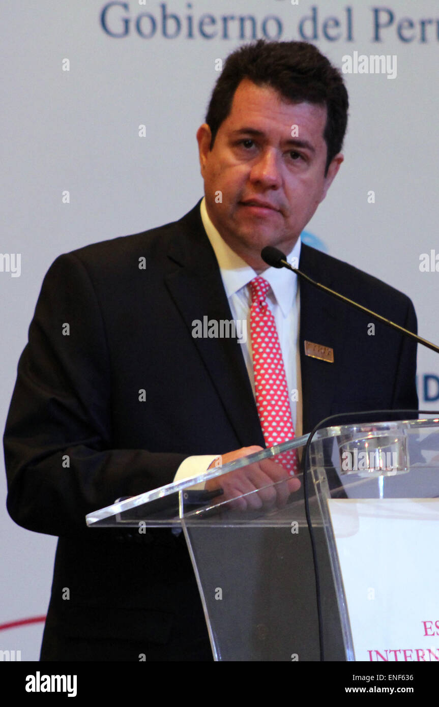 Lima, Peru. 4th May, 2015. Alberto Rodriguez, World Bank's director for ...