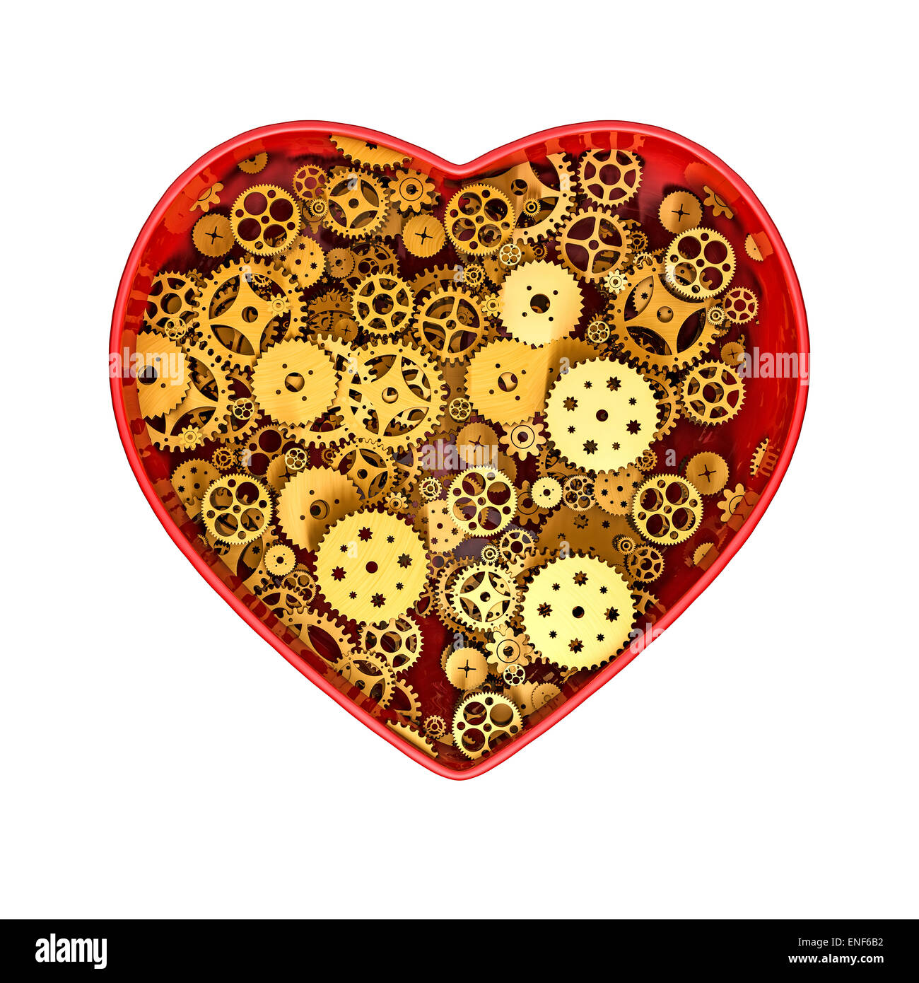 3D render of heart cross section showing gears inside Stock Photo - Alamy