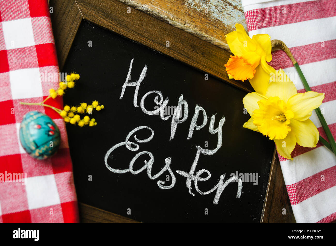 Easter time, spring flowers, easter eggs and easter bunny Stock Photo ...