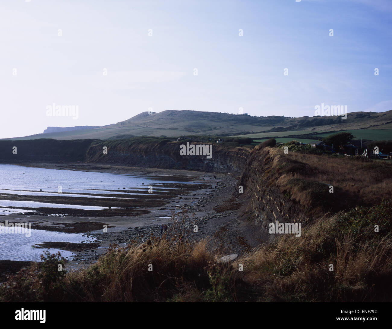 Kimmeridge Bay with it's oil shale cliffs part of The Jurassic Coast of ...
