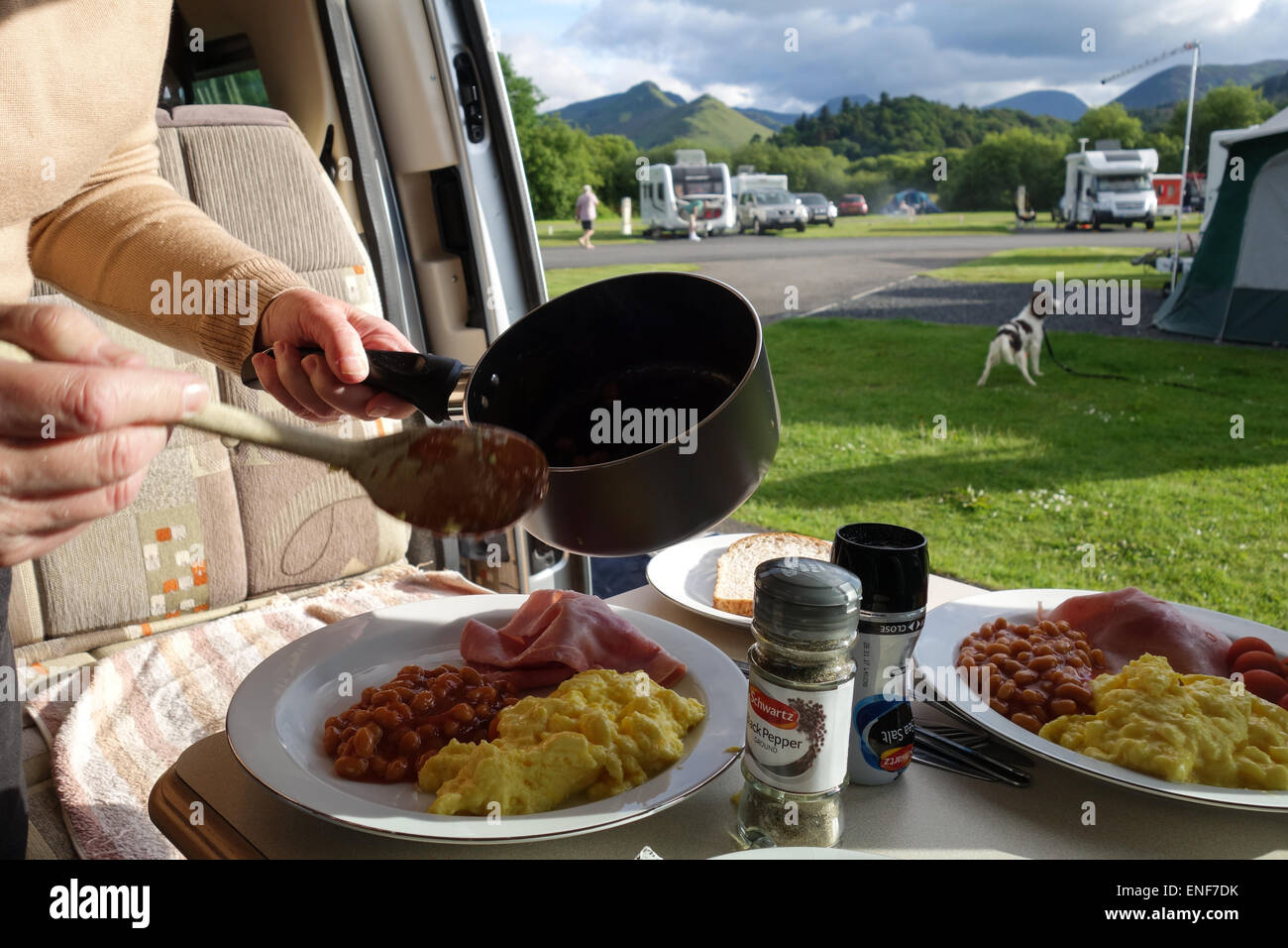 Serving a meal in a Motorcaravan, Camping and Caravanning Club Site ...