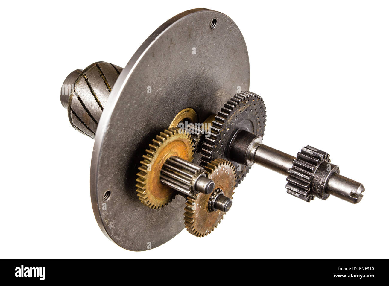 Gear wheels of reducer motor, isolated on white background Stock Photo ...