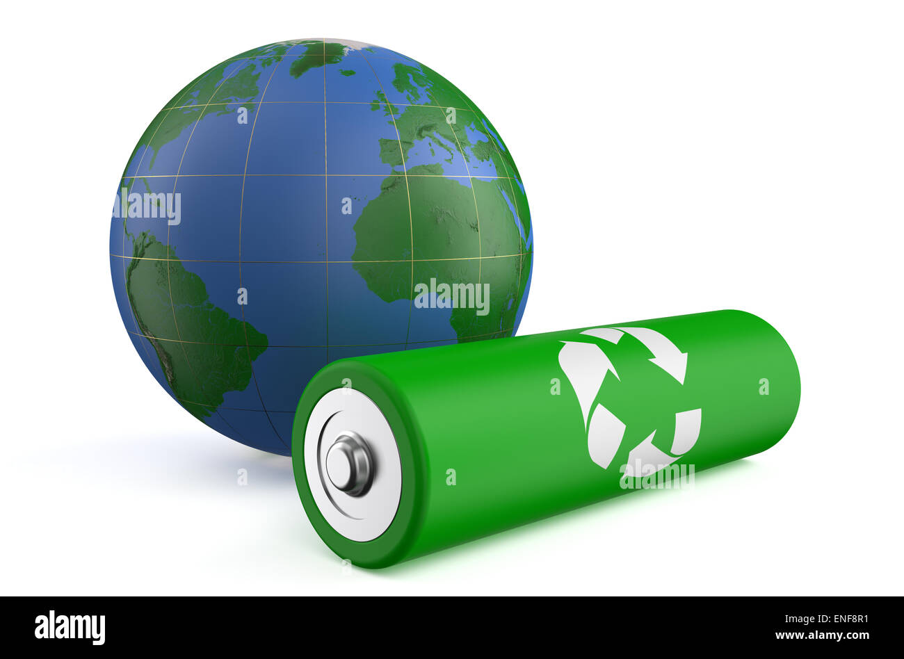 earth and recycle battery isolated on white background Stock Photo - Alamy