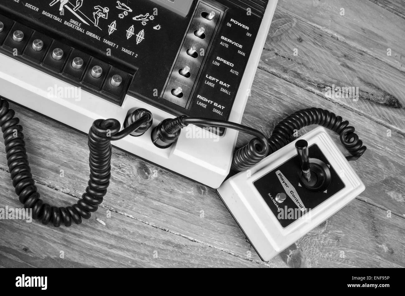 Old game console with very simple wired joysiticks Stock Photo - Alamy