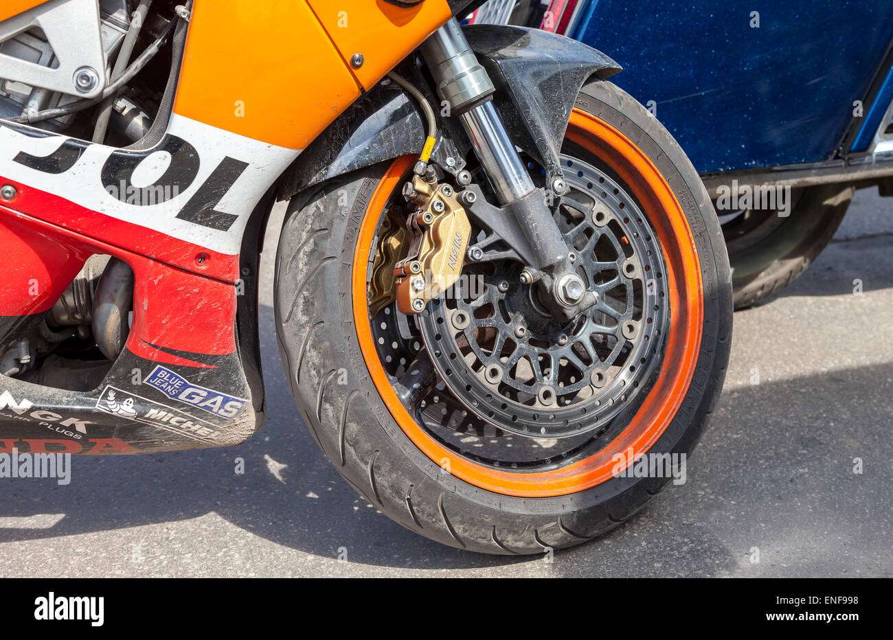 The front brakes of a sports motorcycle Stock Photo - Alamy