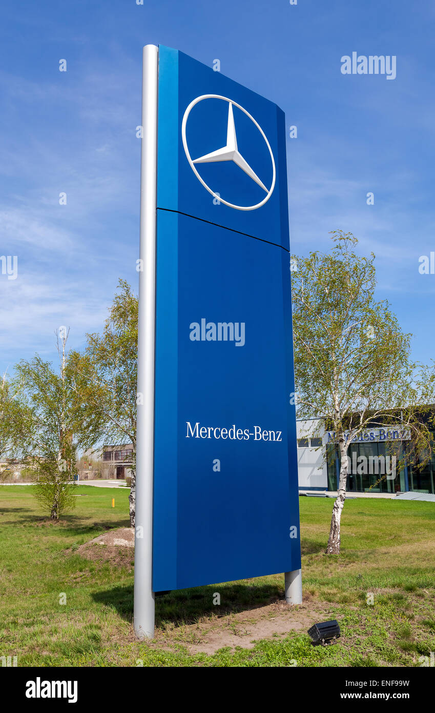 Official dealership sign of Mercedes-Benz. Mercedes-Benz is a German ...