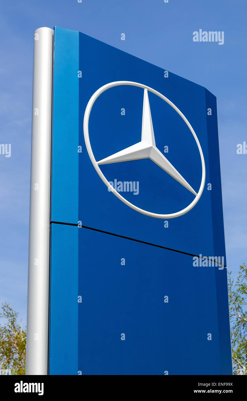Official dealership sign of Mercedes-Benz. Mercedes-Benz is a German ...