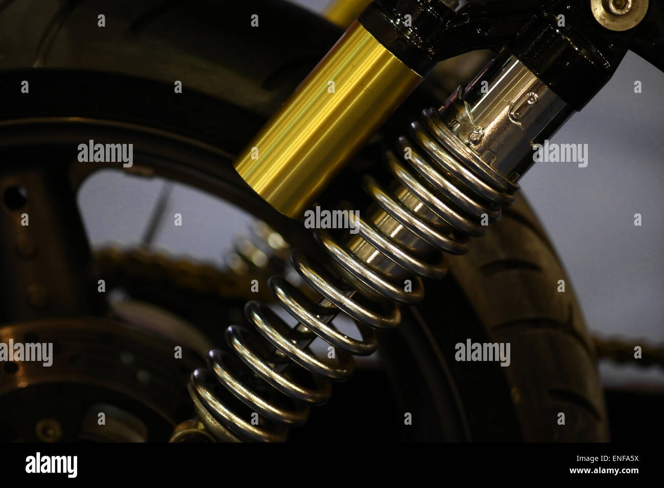 Color shot of a motorcycle shock absorber Stock Photo - Alamy