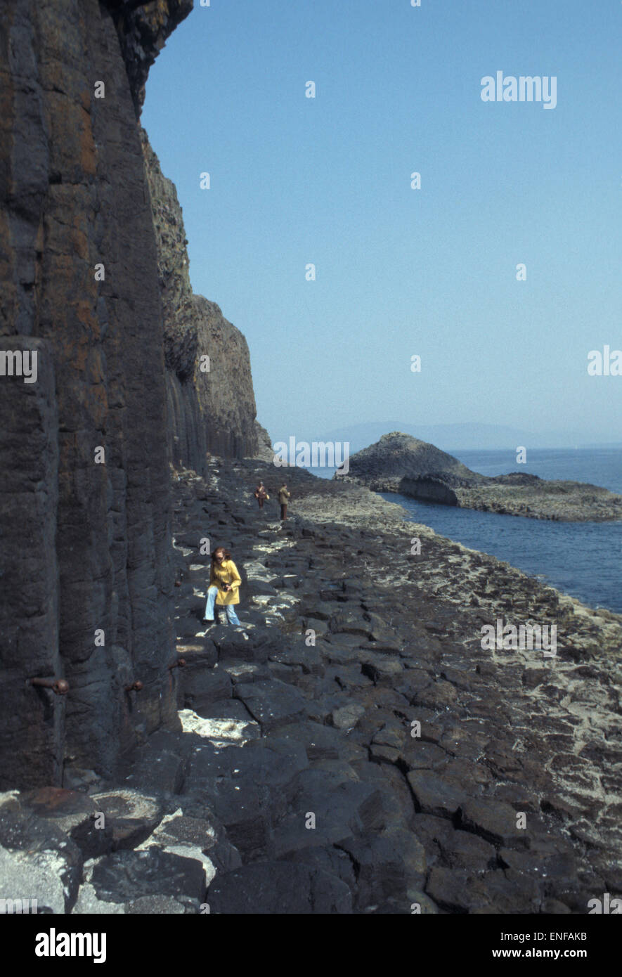 Basalt rock columns on the Isle of Staff, Scotland Circa 1970s Stock ...