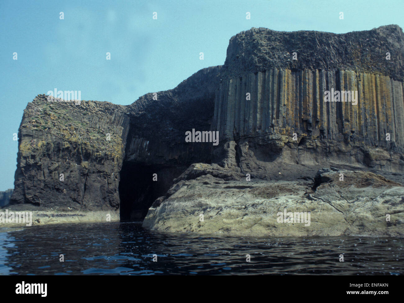 Basalt rock columns at fingal Cave on the Isle of Staff, Scotland Circa ...