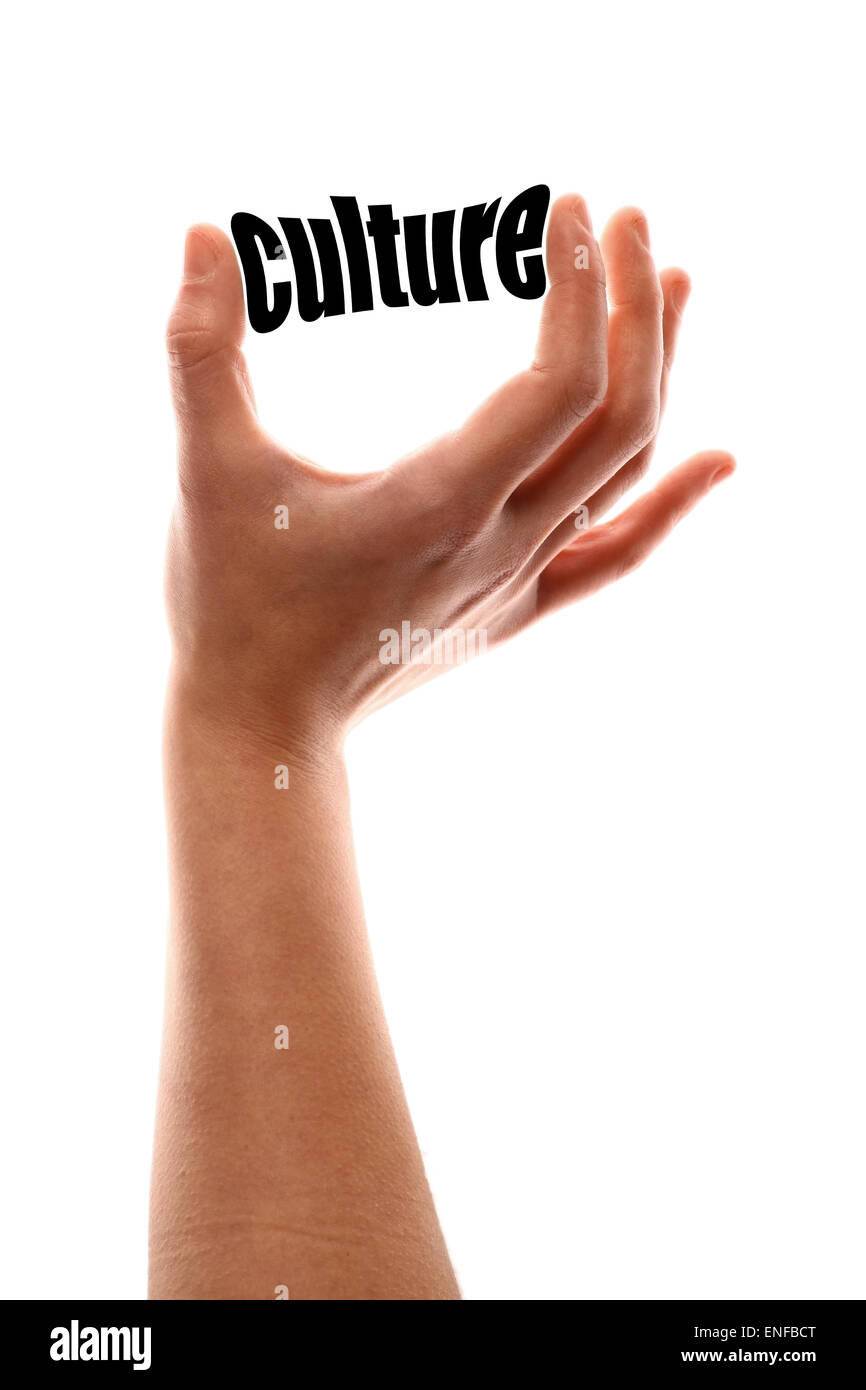 Color vertical shot of a of a hand squeezing the word "culture Stock ...