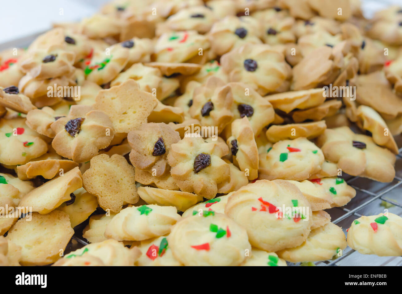close up fresh homemade cookies with dried fruits Stock Photo - Alamy