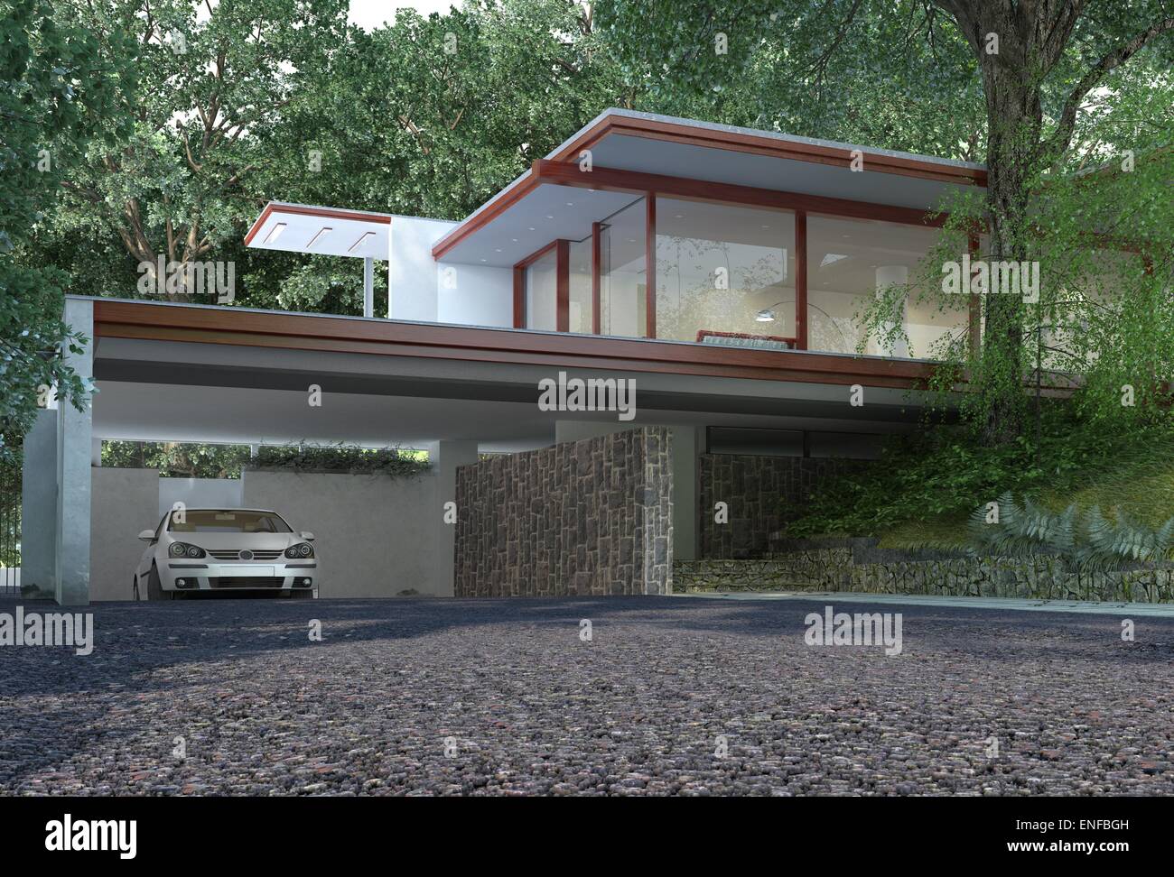 Three-dimensional visualization project of the home exterior Stock ...