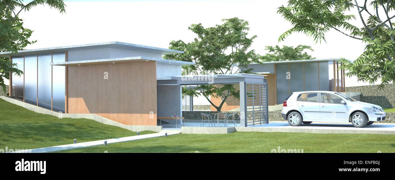 Three-dimensional visualization project of the home exterior Stock ...