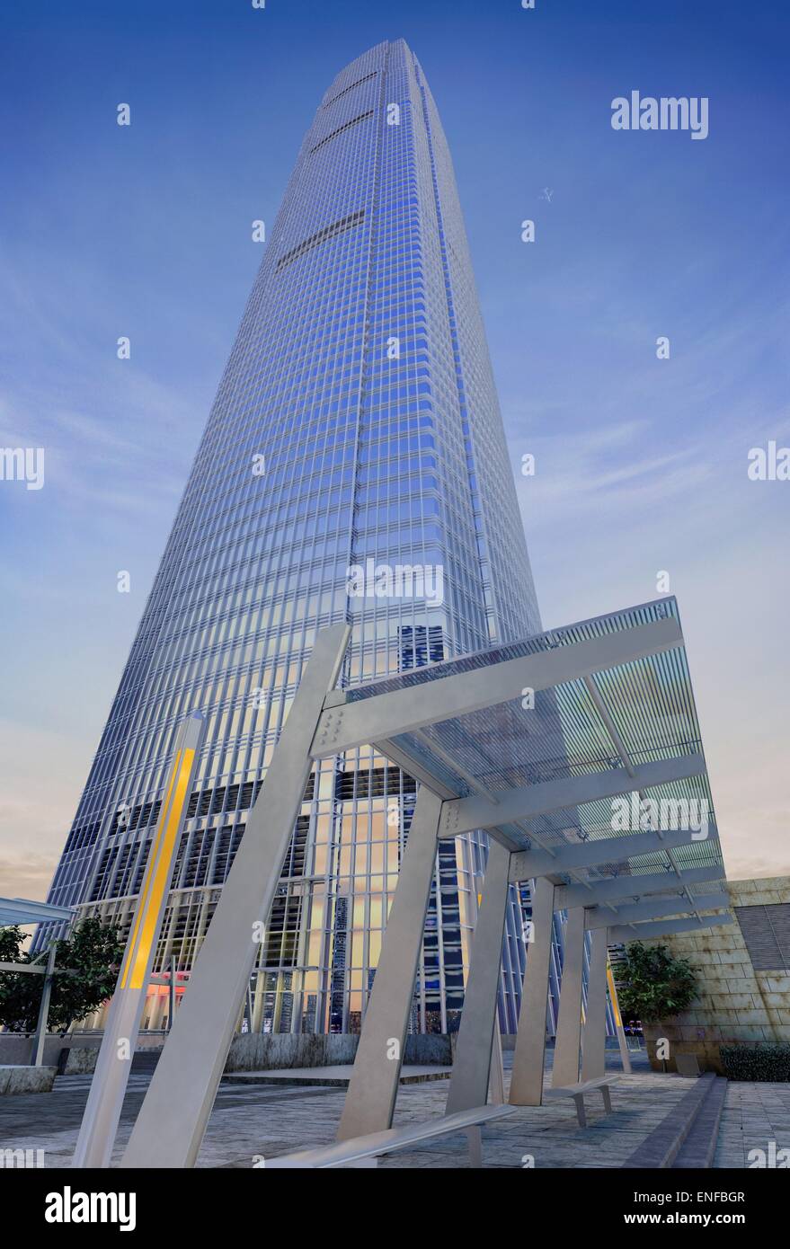 Three-dimensional visualization of the skyscraper building exterior ...