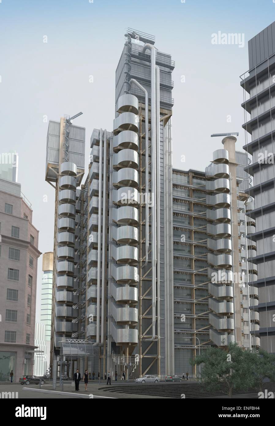 Three-dimensional visualization of the skyscraper building exterior ...