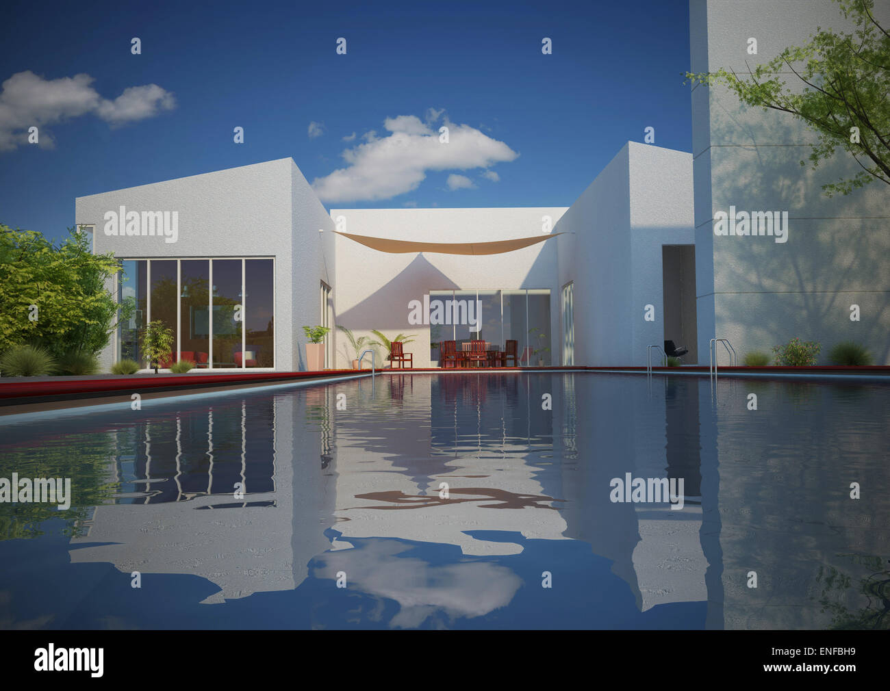 Three-dimensional visualization project of the home exterior Stock ...