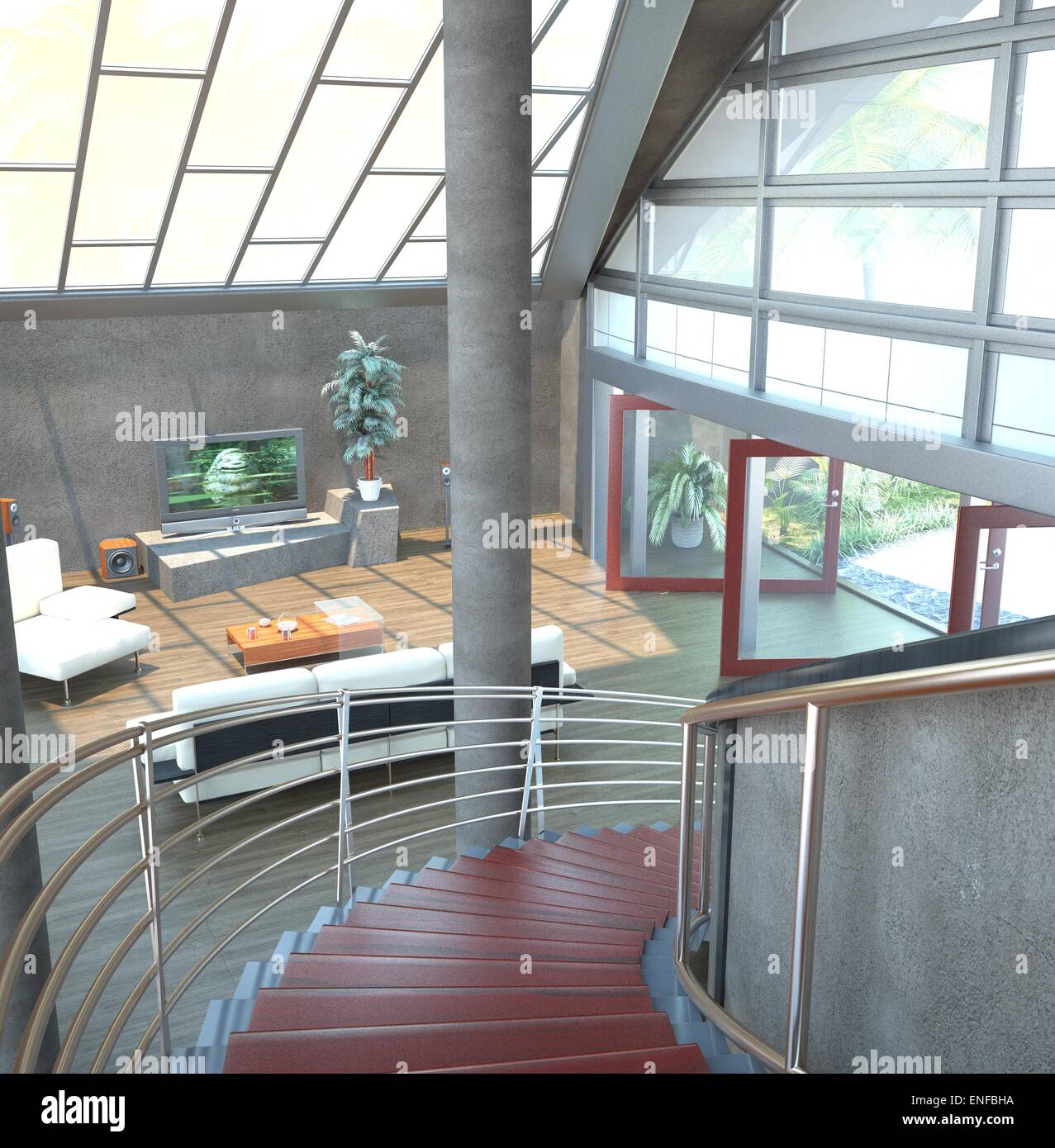 Three-dimensional visualization of the interior of the living room ...