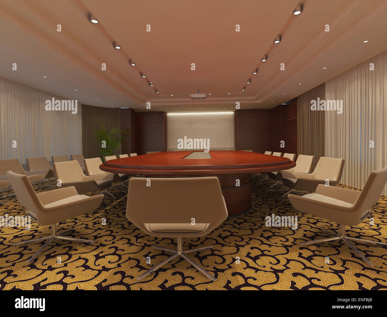 Three-dimensional visualization of the meeting room Interior Stock ...