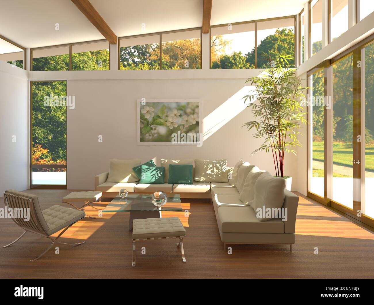 Three-dimensional visualization of the interior of the living room ...