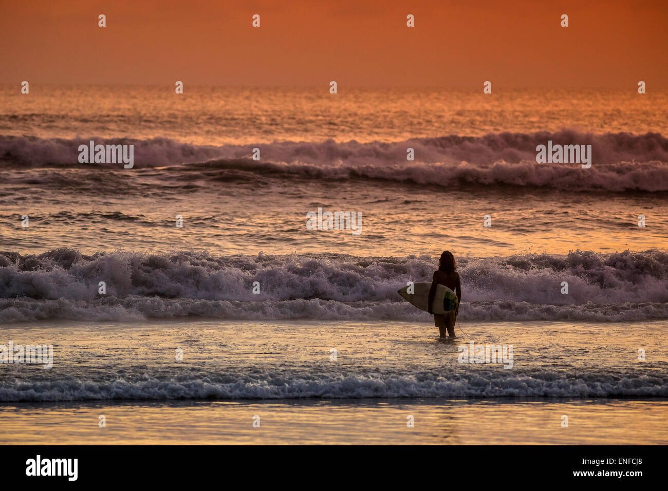 Surfer at sunset Stock Photo - Alamy