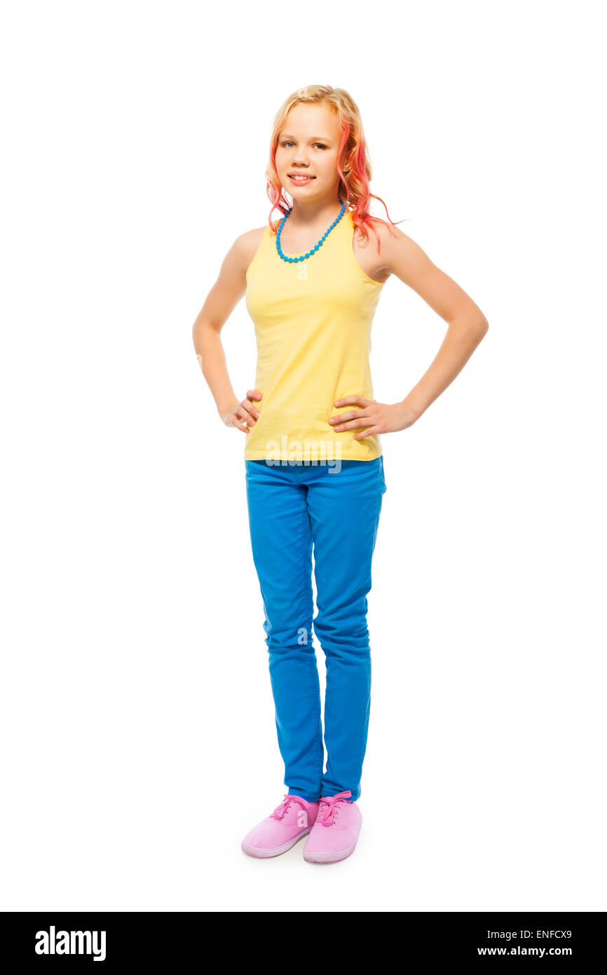 Cute beautiful girl full height portrait isolated Stock Photo - Alamy