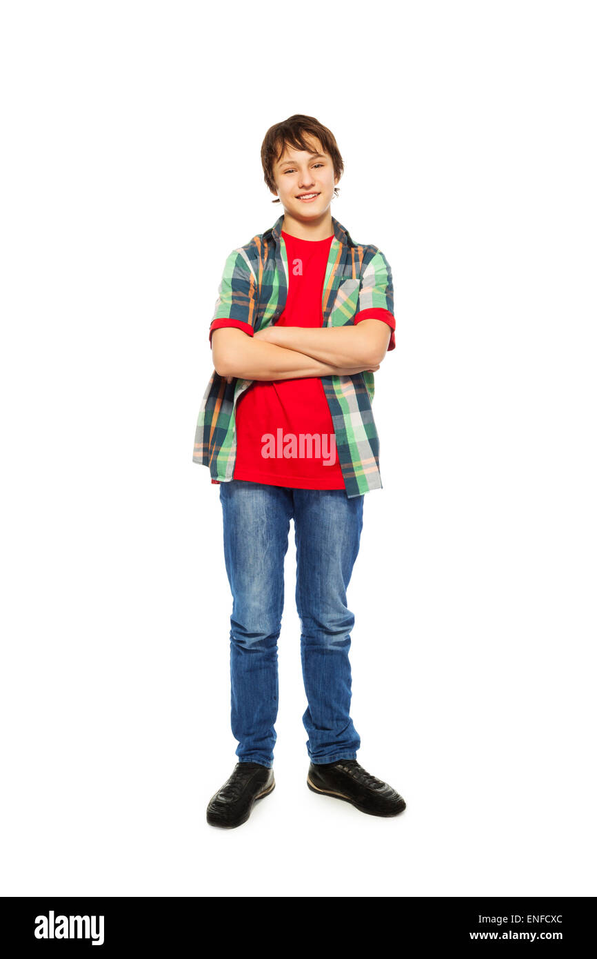 Handsome nice boy standing isolated on white Stock Photo - Alamy