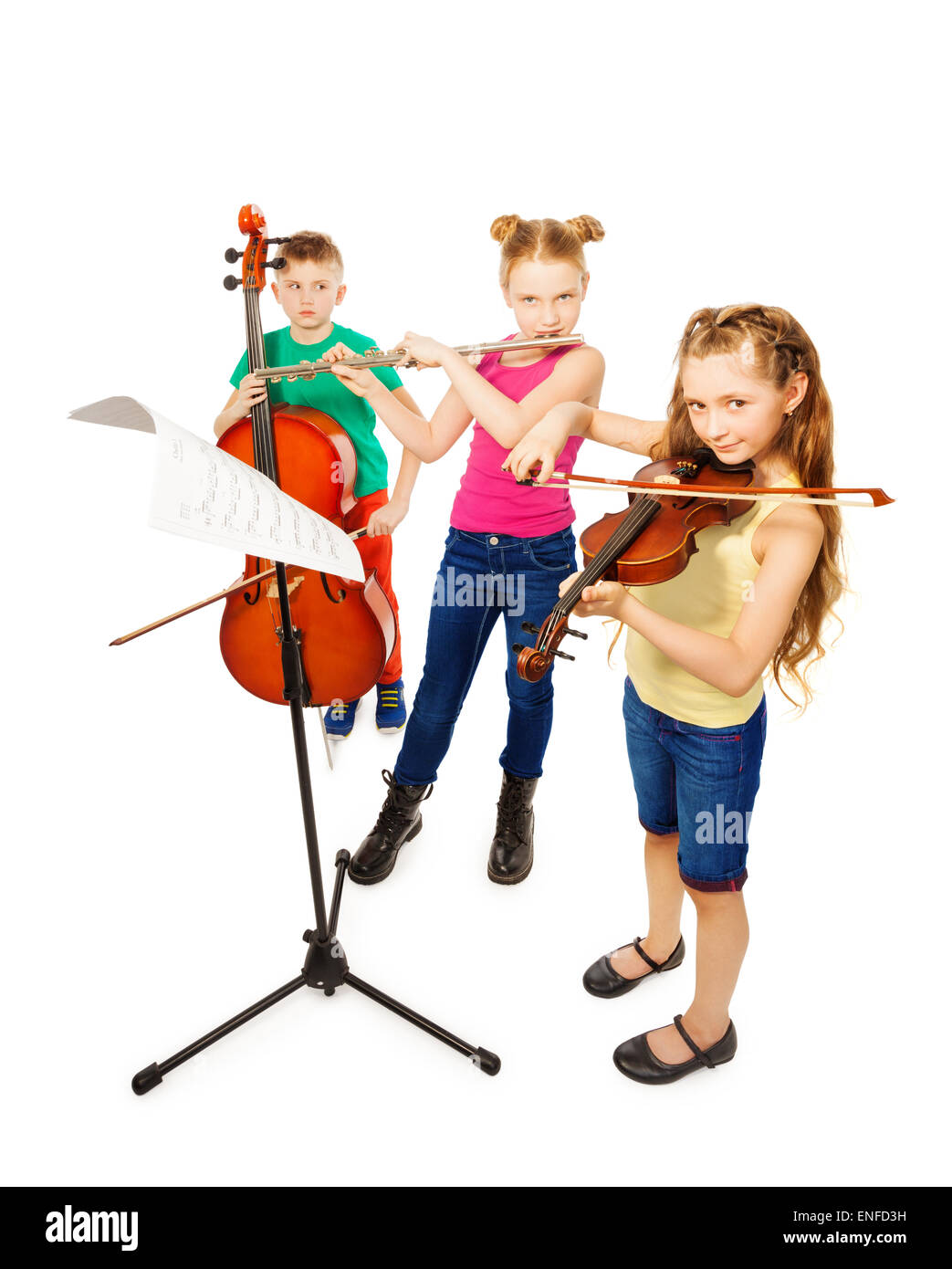 Two children playing instruments hi-res stock photography and images ...