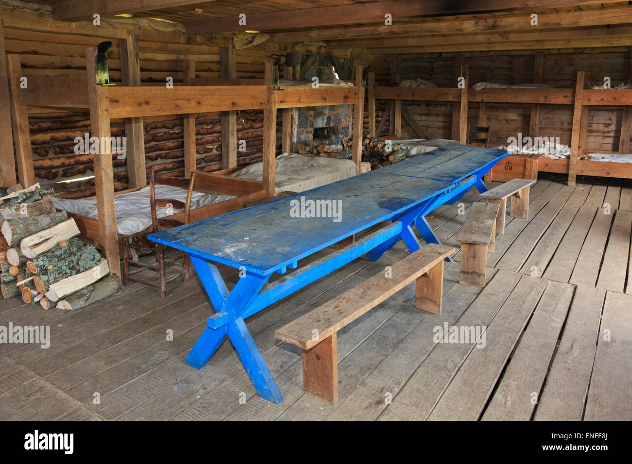 Tables and furniture at the barracks in Fort Loudoun State Park ...