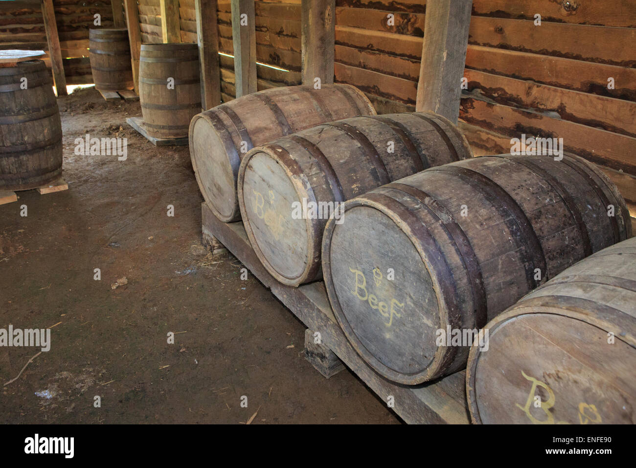 Barrels of dried beef in storage at Fort Loudoun State Park, TN ...