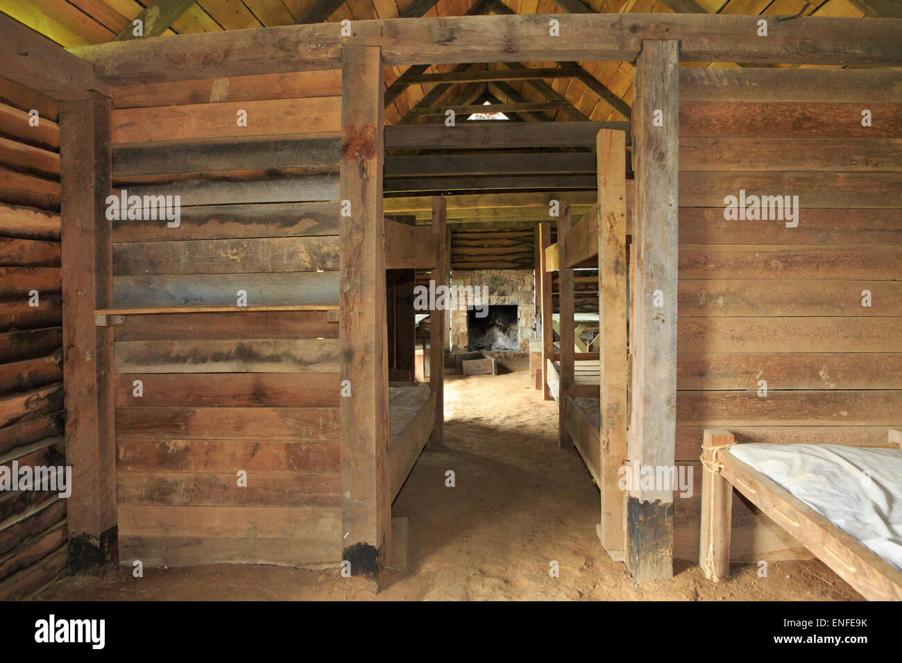 Barracks interior at Fort Loudoun State park, TN, historical French and ...