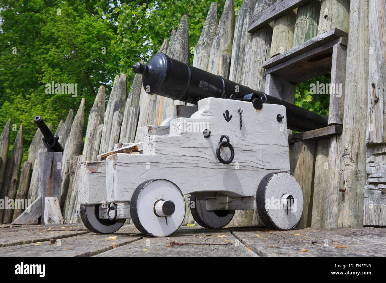 Cannon on fort wall, Fort Loudoun State Park, TN, French and Indian War ...