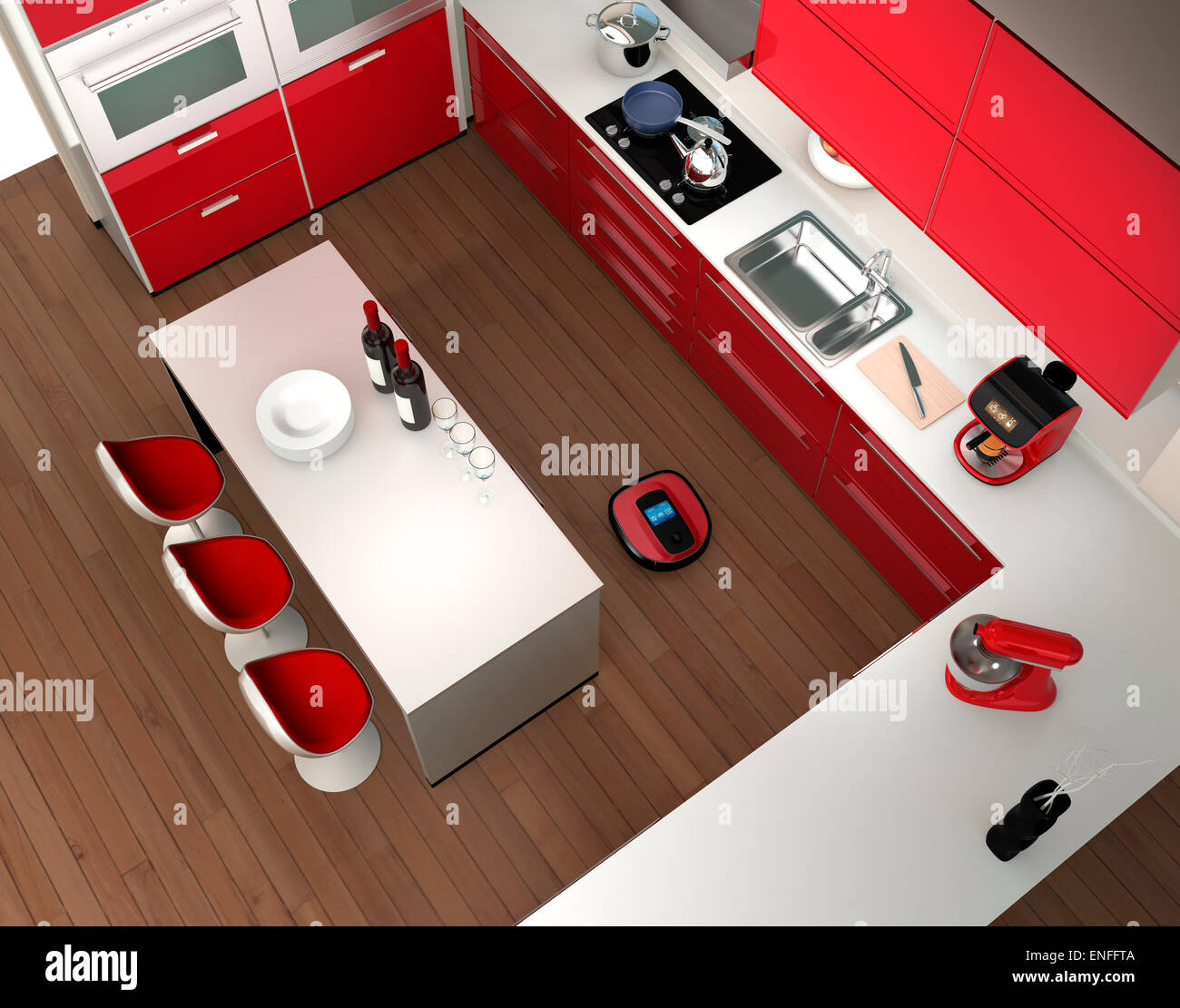 Robotic vacuum cleaner in a modern kitchen interior Stock Photo - Alamy