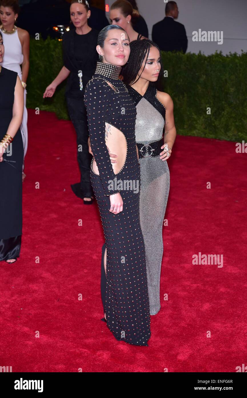 New York, NY, USA. 4th May, 2015. Miley Cyrus, Zoe Kravitz at arrivals ...