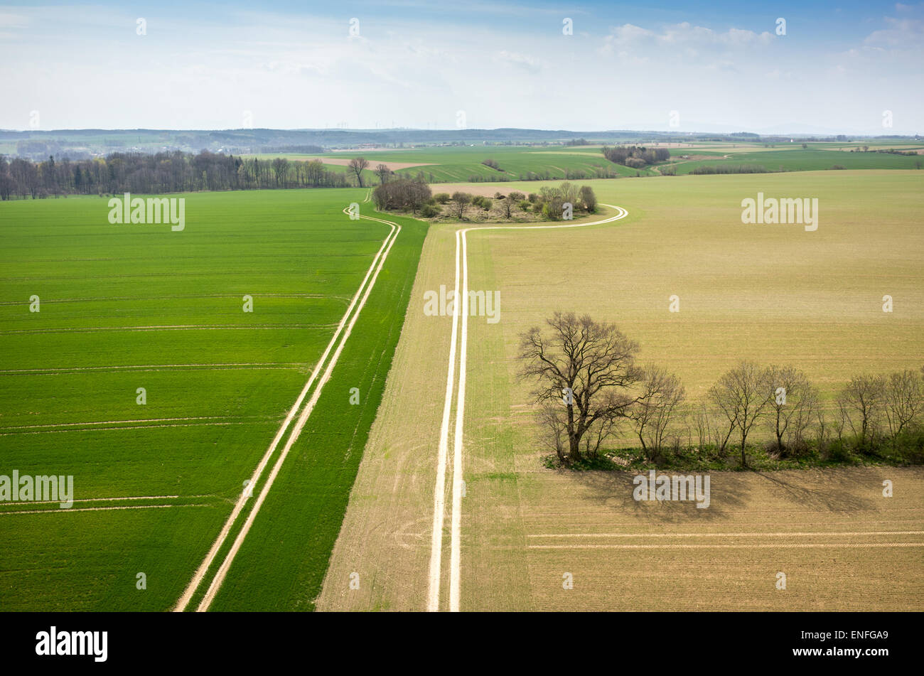 Aerial view of the large green field Stock Photo - Alamy