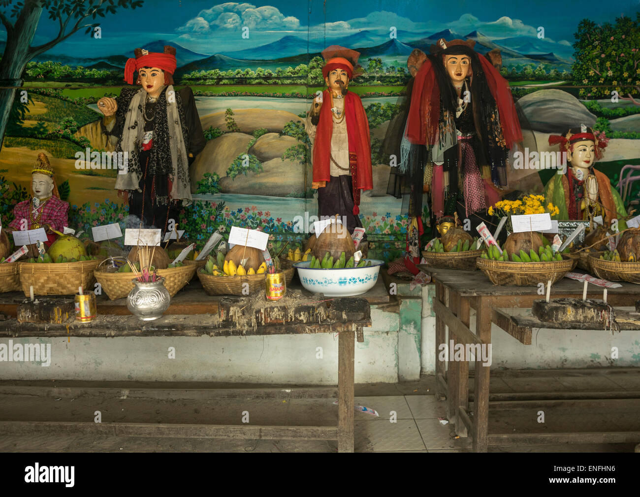 Offerings Made By Drivers On A Hill Road, Mindat, Myanmar Stock Photo ...