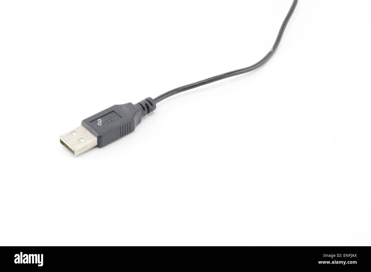black usb cable isolated on white background Stock Photo - Alamy