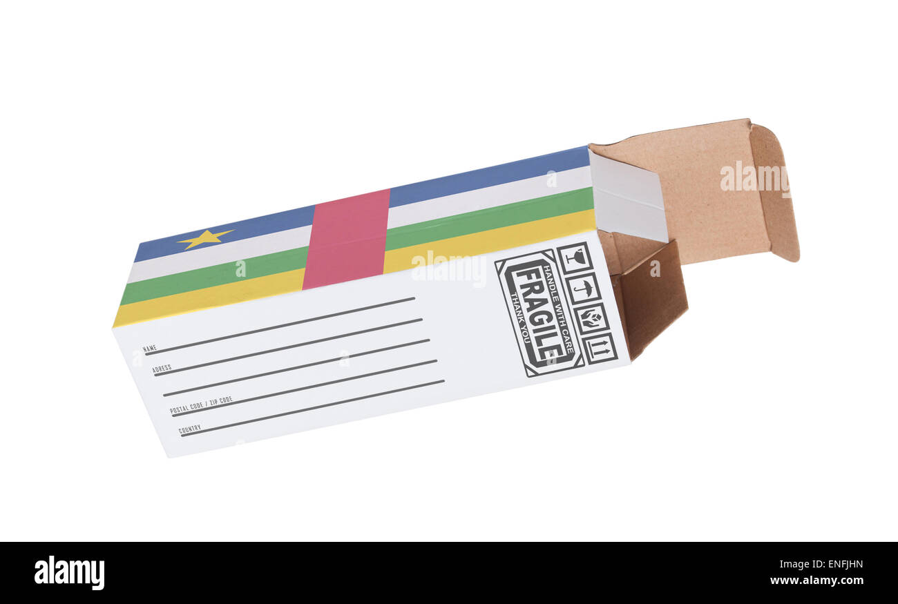 Concept of export, opened paper box - Product of the Central African ...