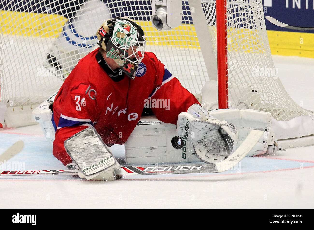 Norway's goalkeeper Lars Volden in action during the Ice Hockey World ...