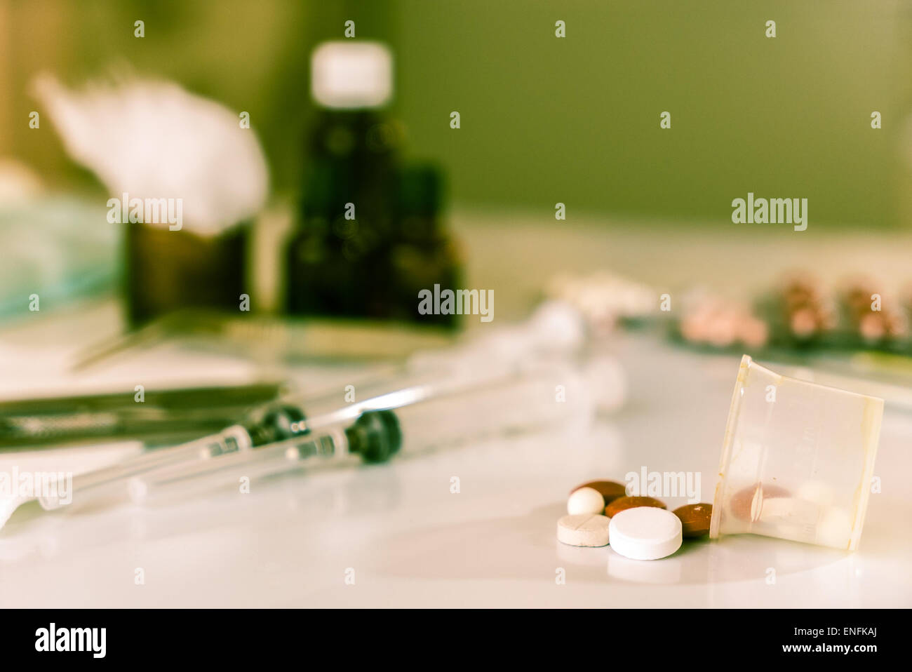 Drugs in a measuring cylinder Stock Photo - Alamy