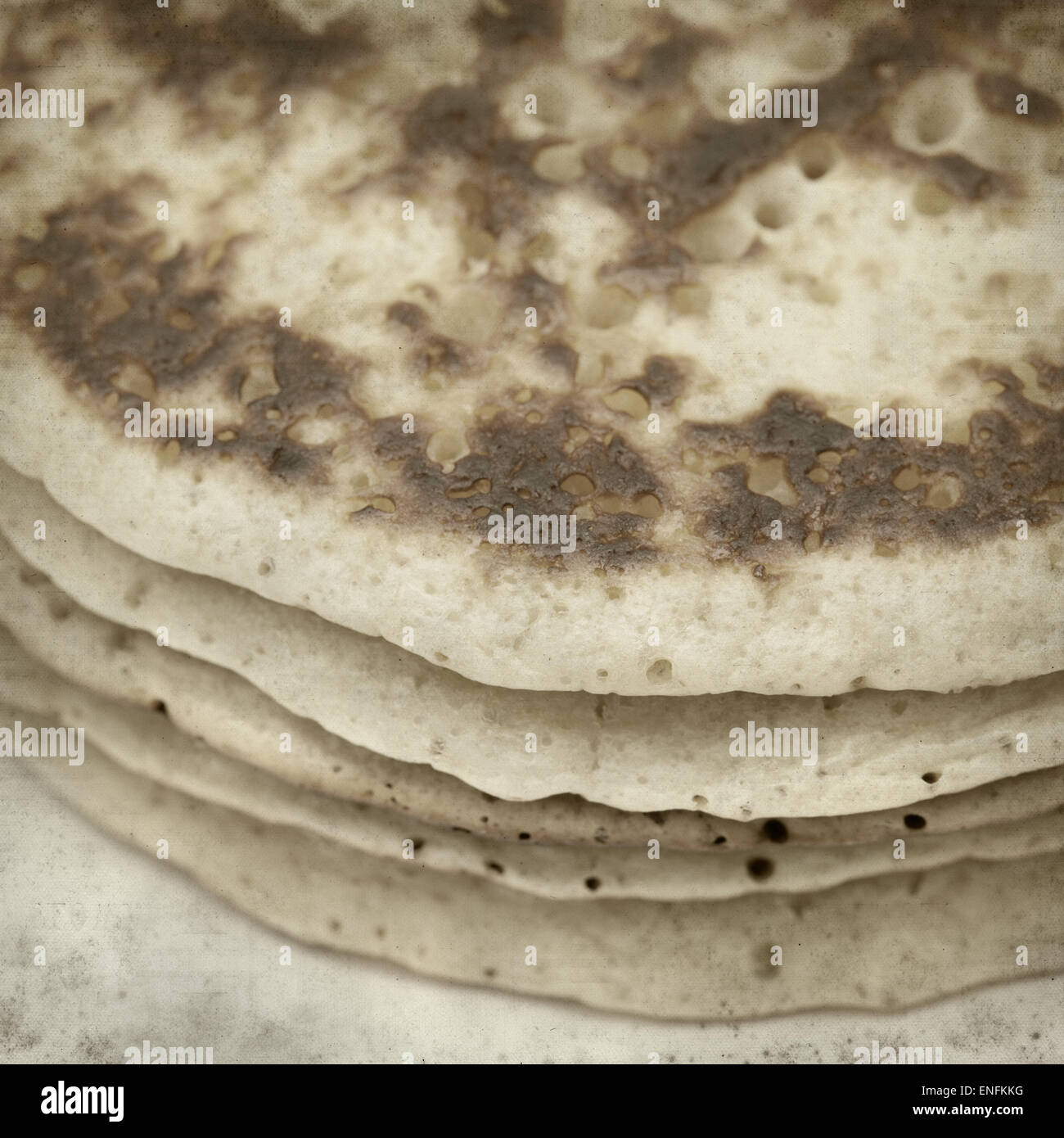 textured old paper background with stacked pancakes Stock Photo - Alamy