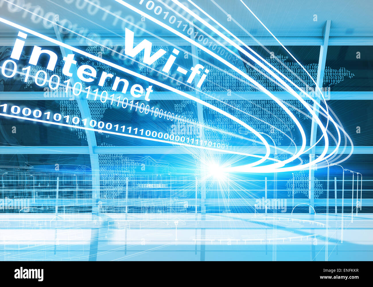 Holographic screen background with waves and words Stock Photo - Alamy