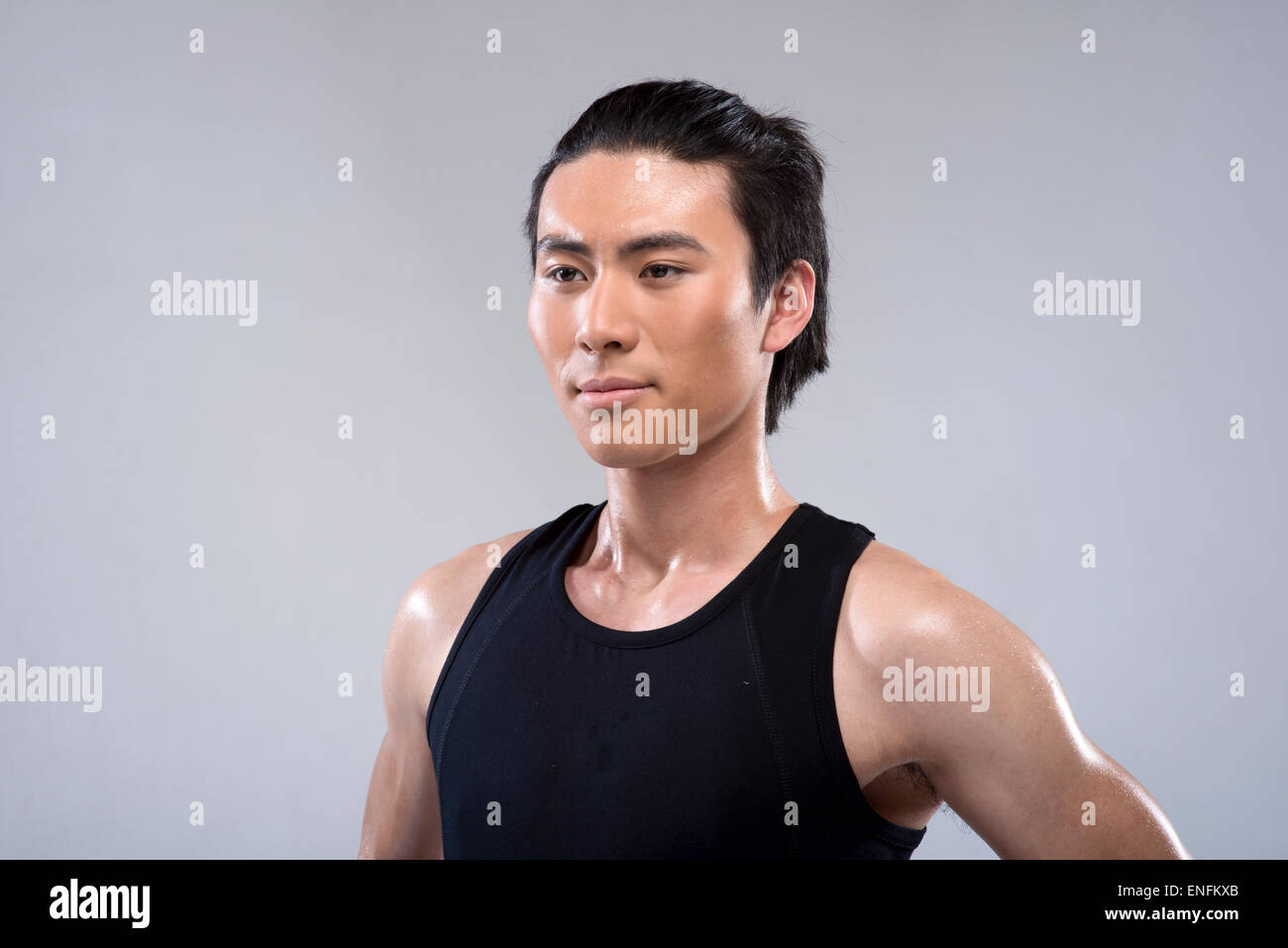 Young man sweating after exercise Stock Photo - Alamy