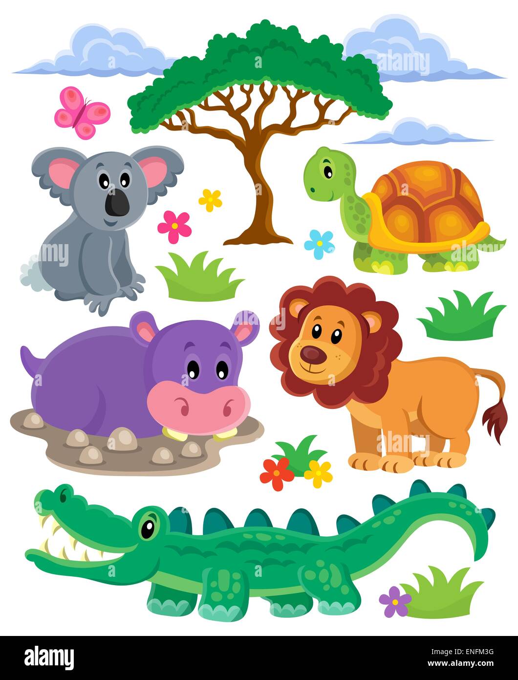 Animals topic collection 1 - picture illustration Stock Photo - Alamy