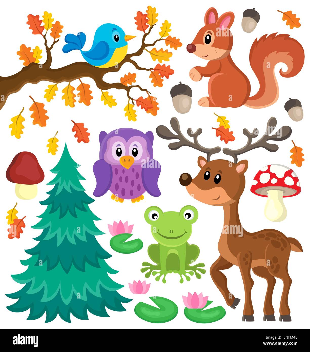 Forest animals theme set 1 - picture illustration Stock Photo - Alamy