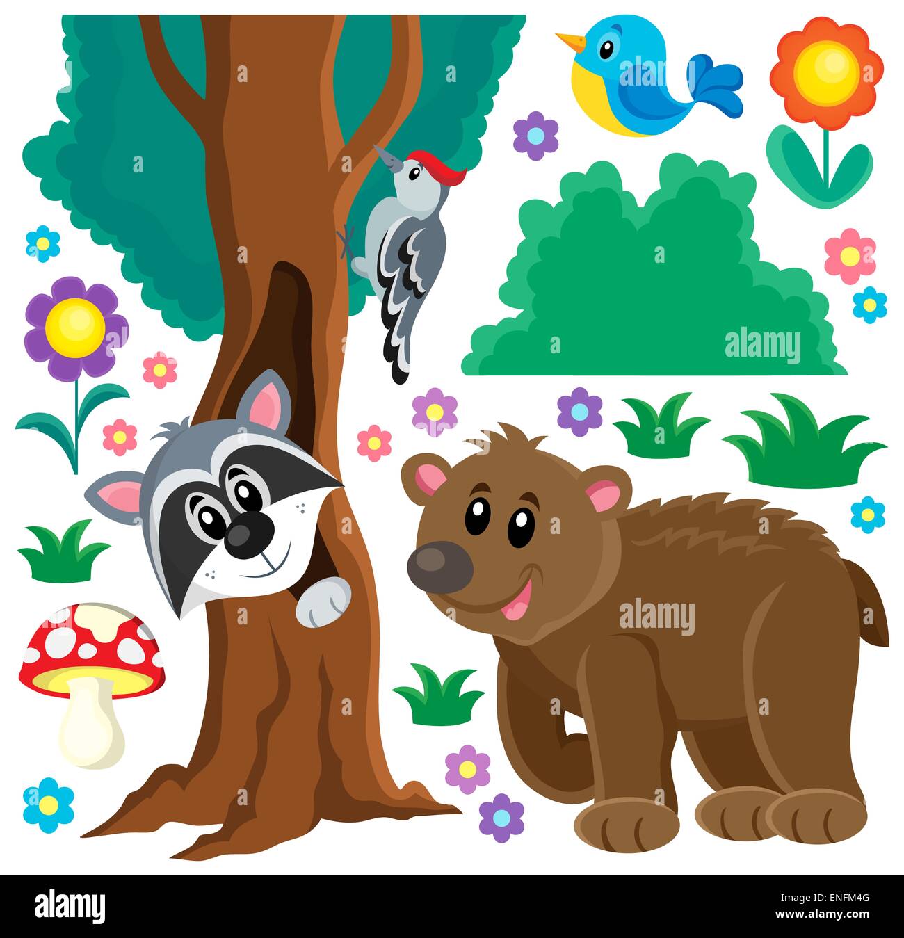 Forest animals theme set 3 - picture illustration Stock Photo - Alamy
