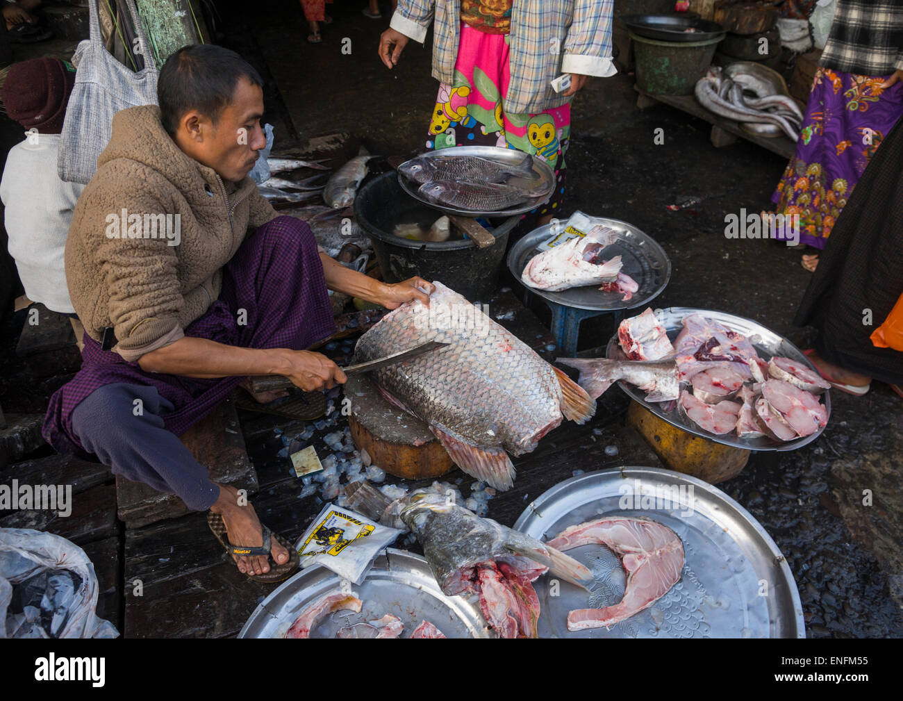Fish Market, Sittwe, Myanmar Stock Photo - Alamy