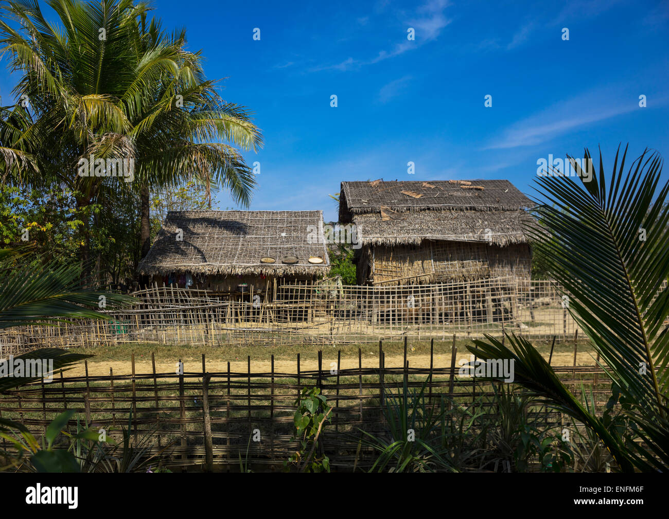 Farmer House And Yard, Mrauk U, Myanmar Stock Photo - Alamy