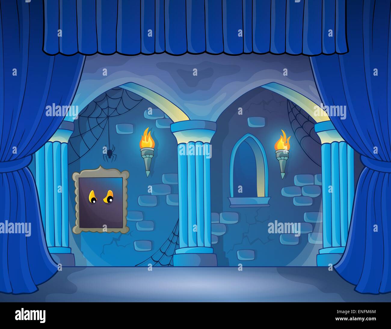 Stage with haunted interior theme - picture illustration Stock Photo ...