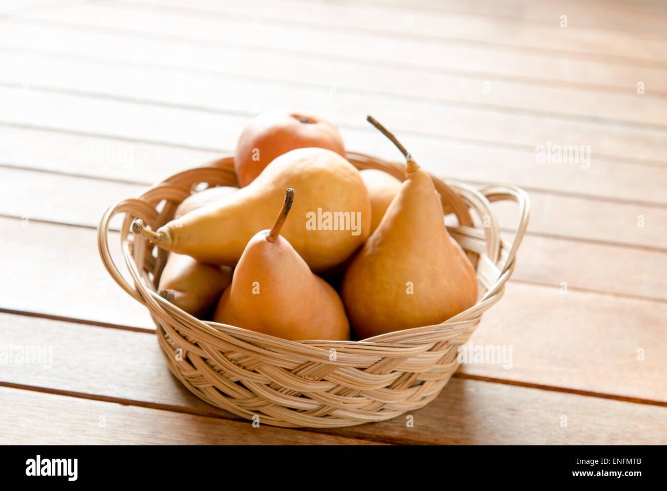 a bunch of pears in a basket Stock Photo - Alamy